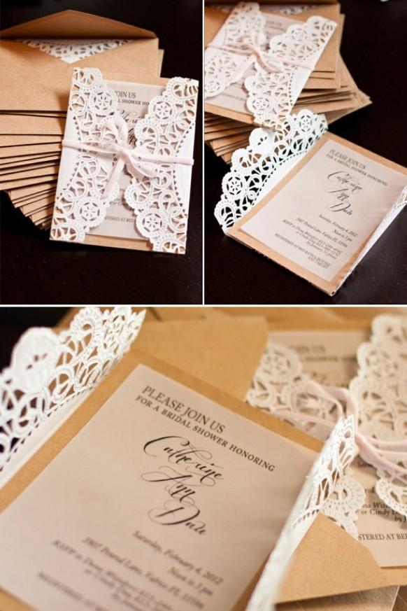 DIY Unique Vintage Wedding Invitations Lace Wedding Invitation 